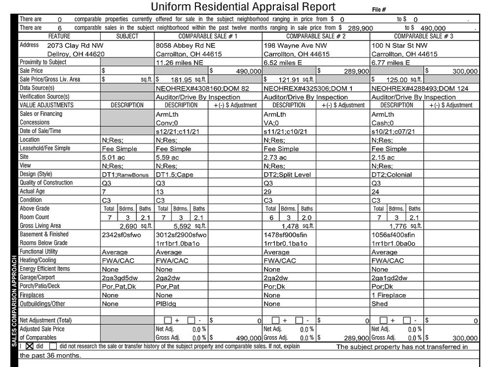 An appraisal report (in .pdf or .zap format) made in Total by ala mode ...