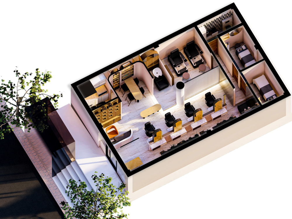 3d rendered axonometric drawing from 2d floor plans , 3d floor plan ...