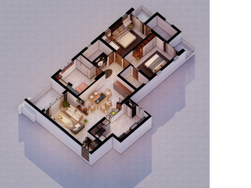 3d rendered axonometric drawing from 2d floor plans , 3d floor plan | Upwork