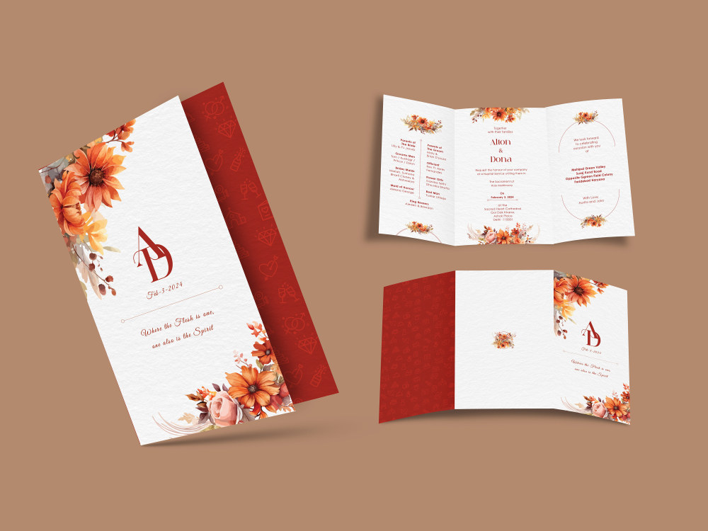 A stunning wedding card that delivers impactful elegance! | Upwork