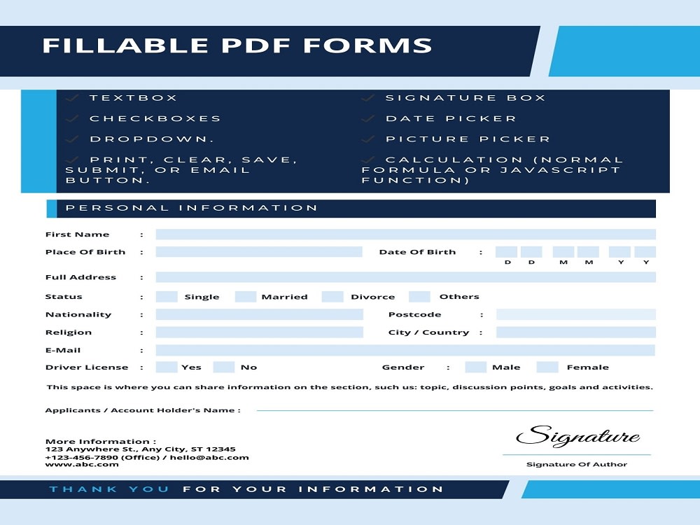 Fillable PDF Forms, Adobe Acrobat, Interactive PDFs, Calculations, Editable | Upwork