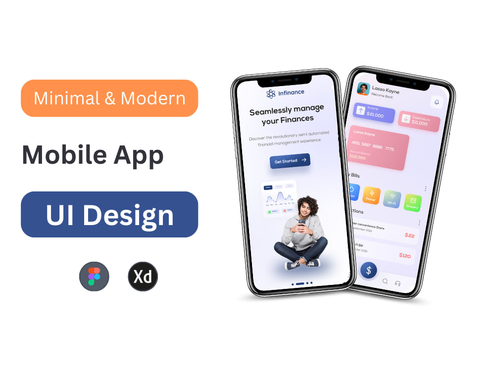 Minimal & modern app ui ux design with Figma or adobe xd | Upwork
