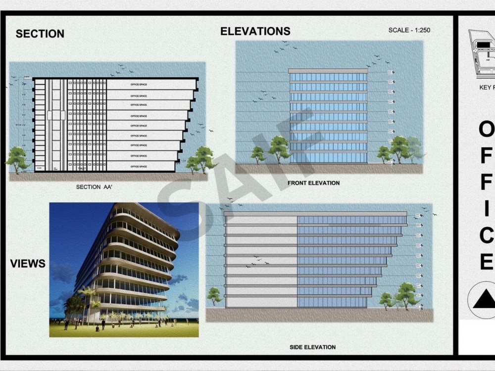 Rendered 2d floor plan, section and elevation in photoshop | Upwork
