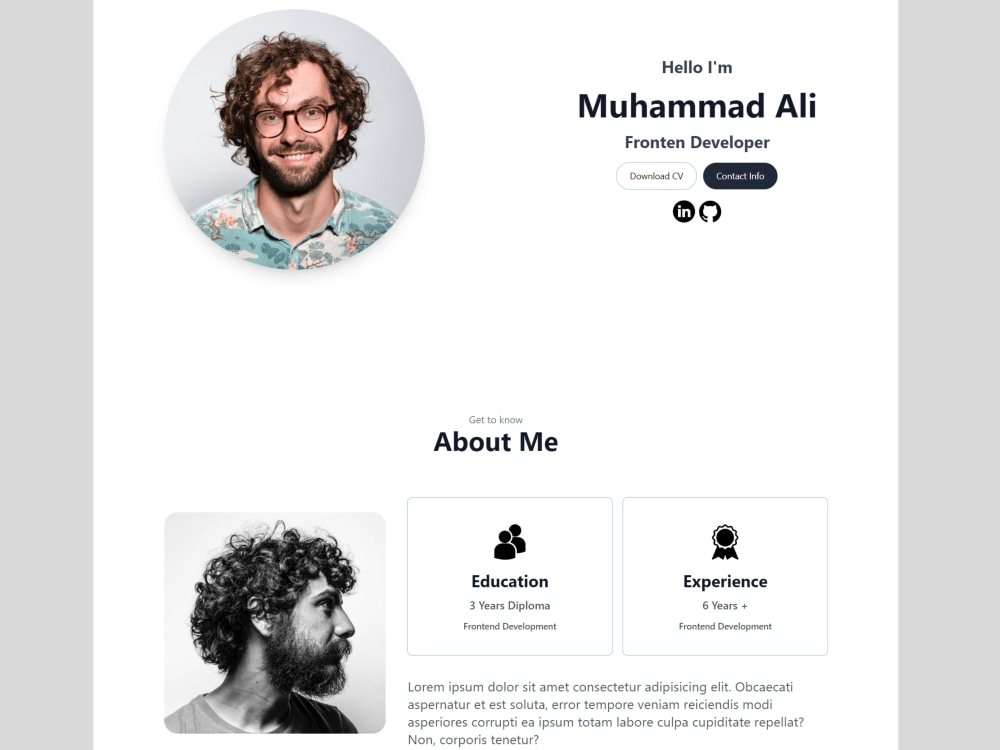 Professional Portfolio Website in Next.js | React.js | Tailwind CSS | Upwork