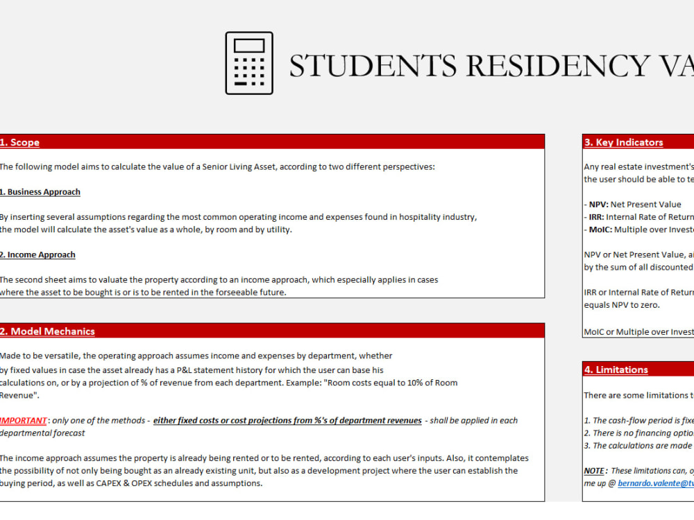 A great student's residency valuation model | Upwork