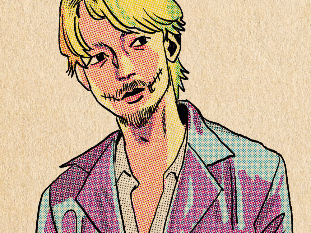 Halftone coloured illustration of a character | Upwork