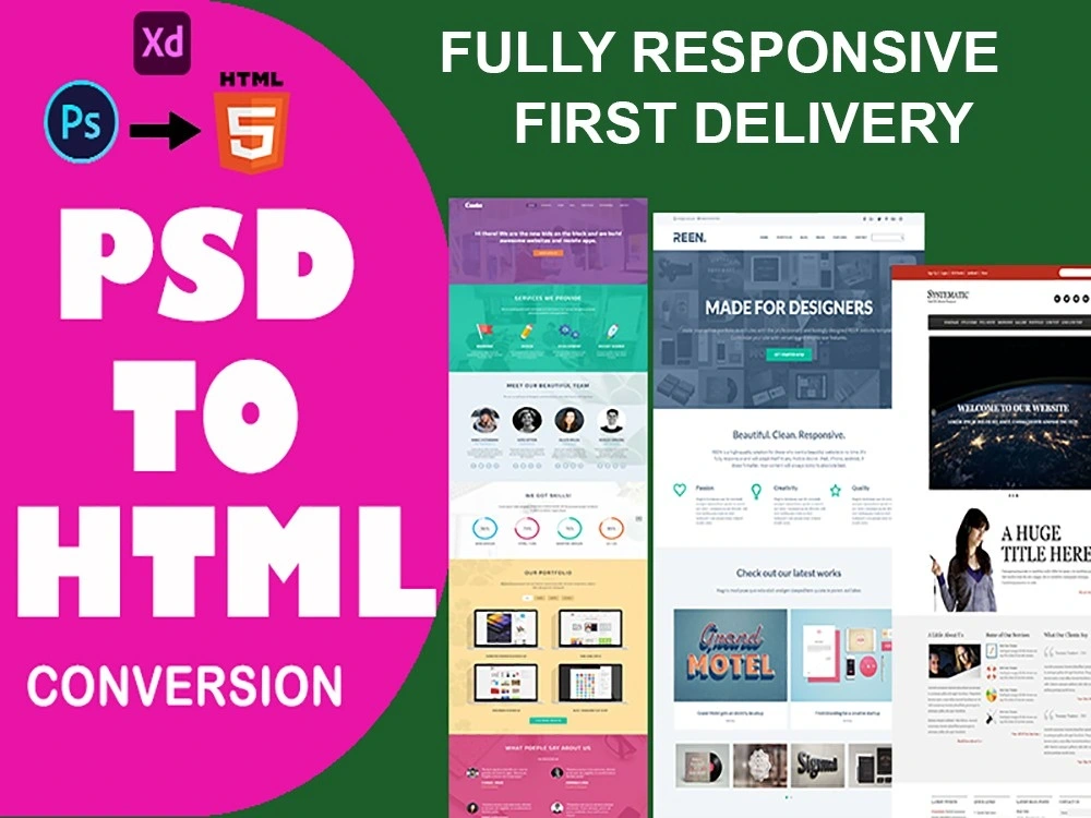 PSD/Figma to HTML responsive Conversion | Upwork