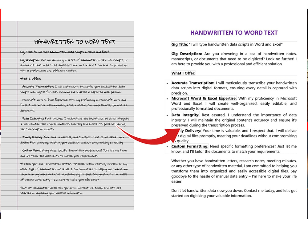Data Entry or Transcribing Handwritten Script to Word Document | Upwork