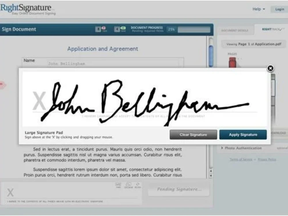 RightSignature electronic signature integration with your web system ...