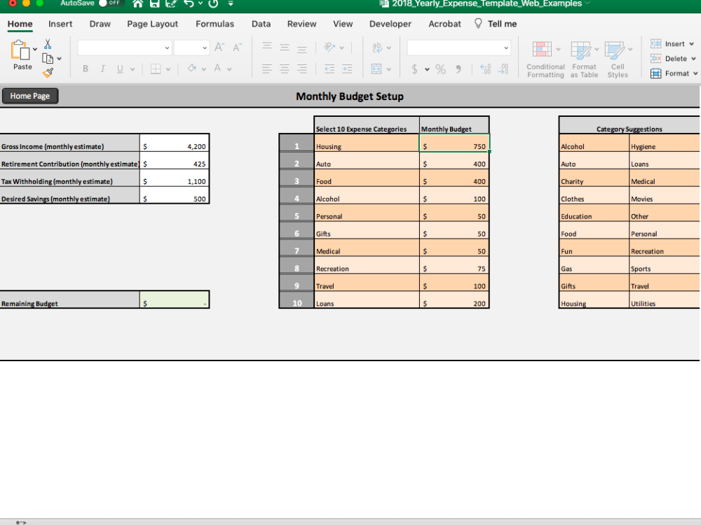 A Personal Finance Tracker Excel spreadsheet template | Upwork