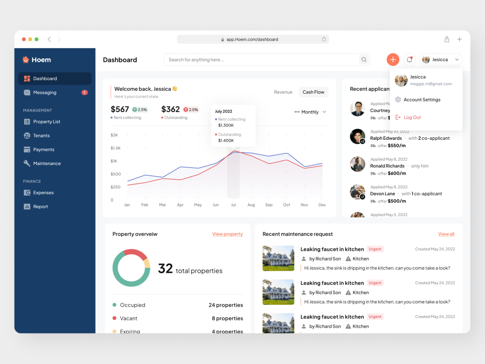 Well-thought-out UI & UX dashboard design for your web application | Upwork