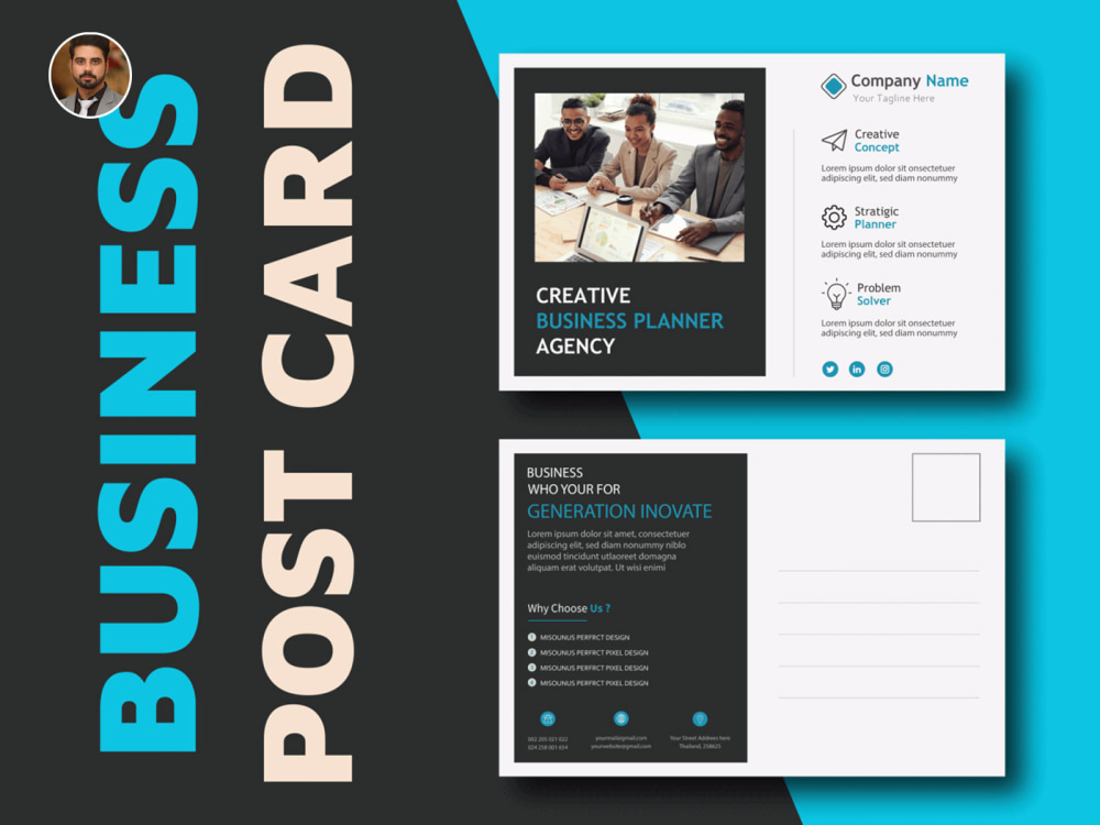 Modern post card and thankyou card design in 24 hours | Upwork