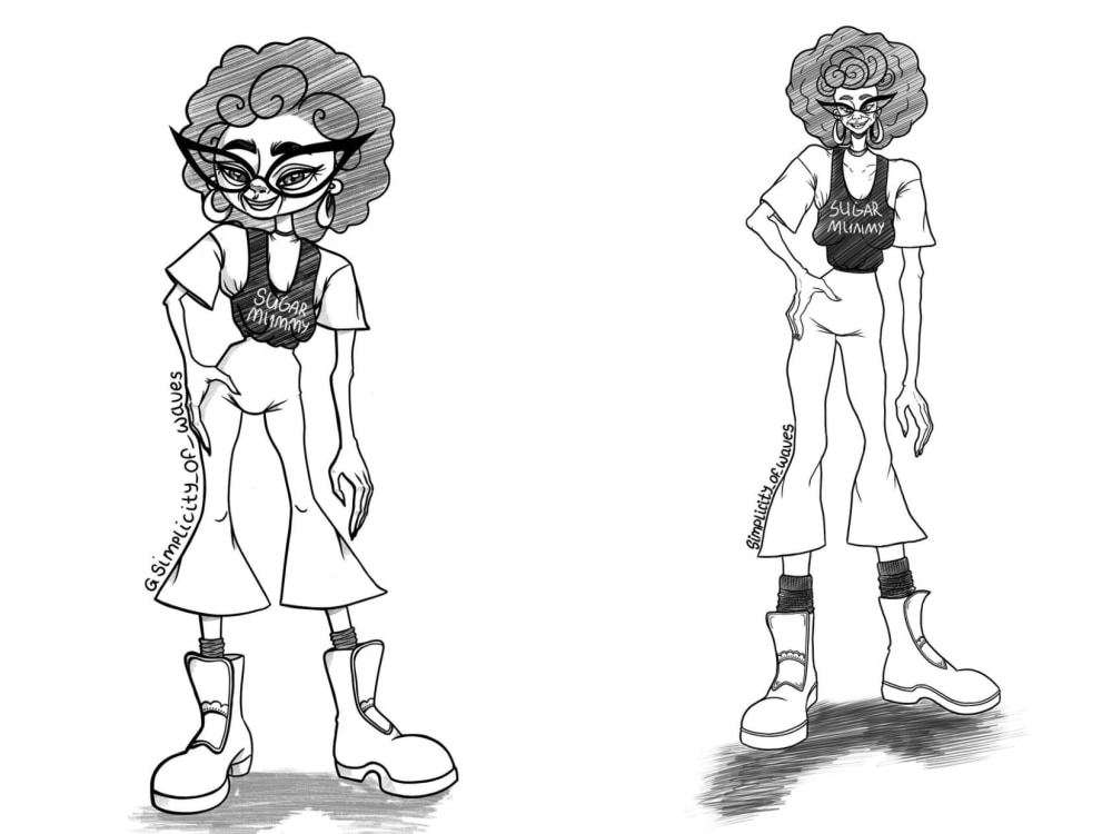 Quick sketch (character design, pose, storyboard) based on the ...