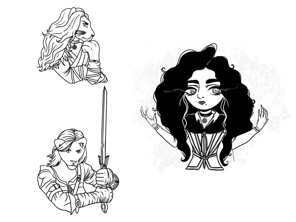 Quick sketch (character design, pose, storyboard) based on the ...