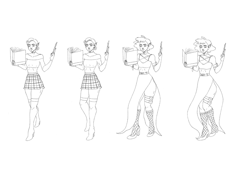 Quick sketch (character design, pose, storyboard) based on the ...