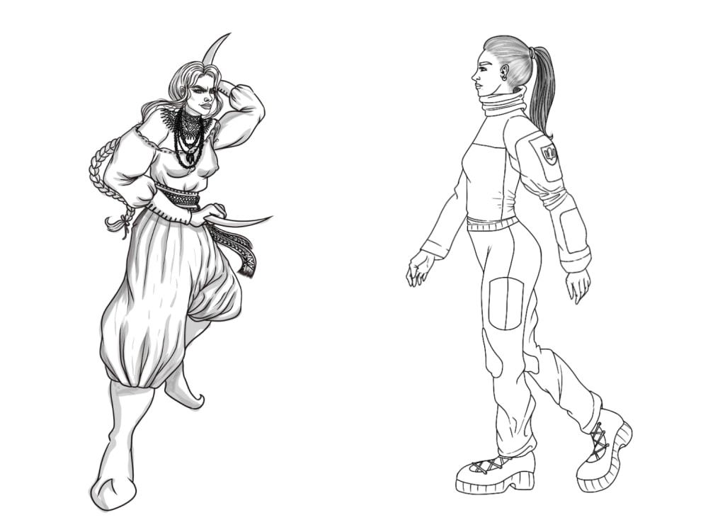 Quick sketch (character design, pose, storyboard) based on the ...