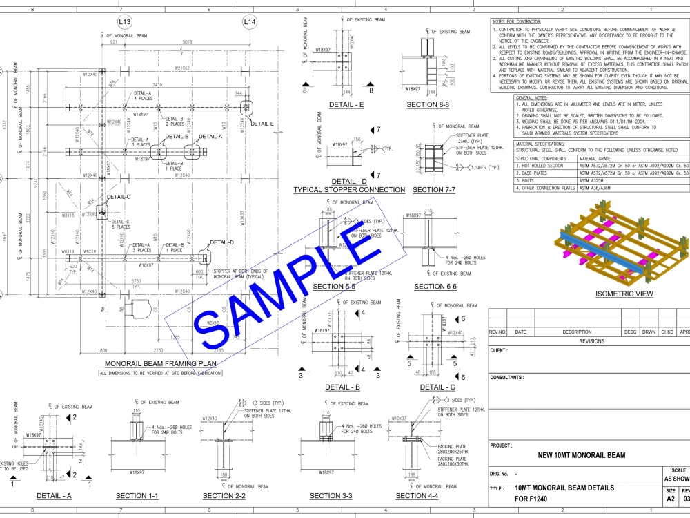 Steel Structure - Structural drawing, steel connection and material ...