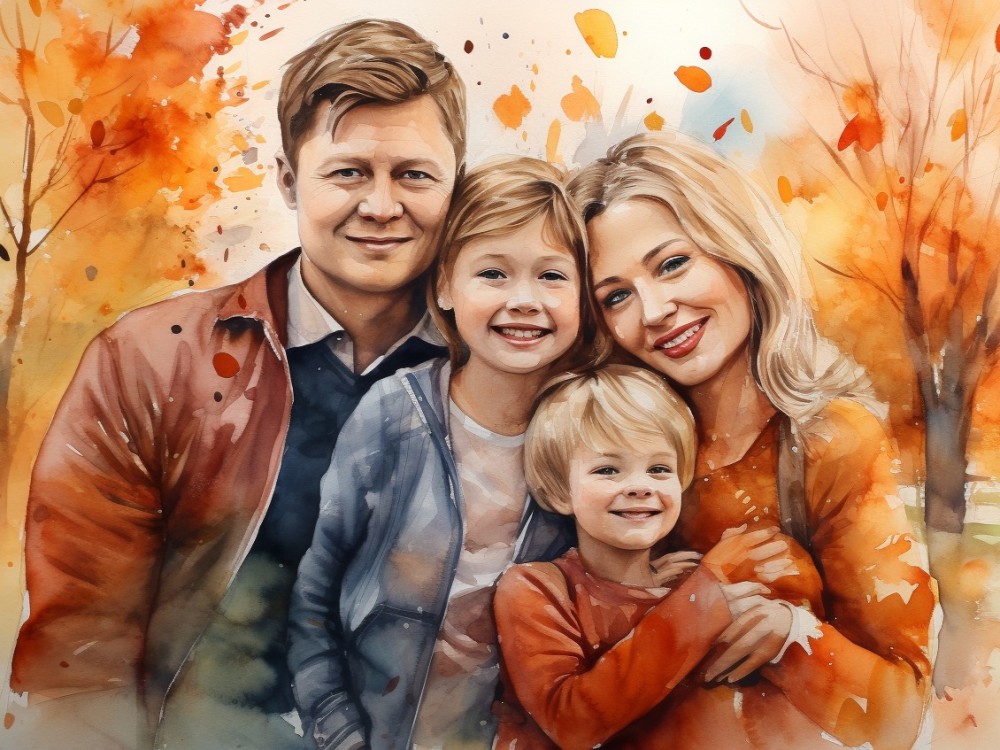 Professional watercolor family portrait | Upwork
