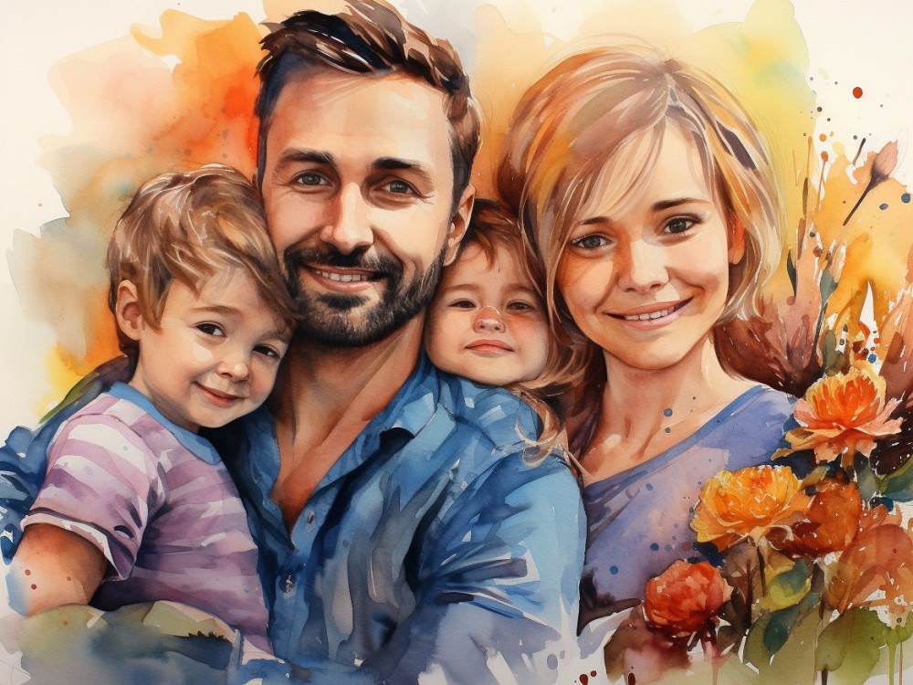 Professional watercolor family portrait | Upwork