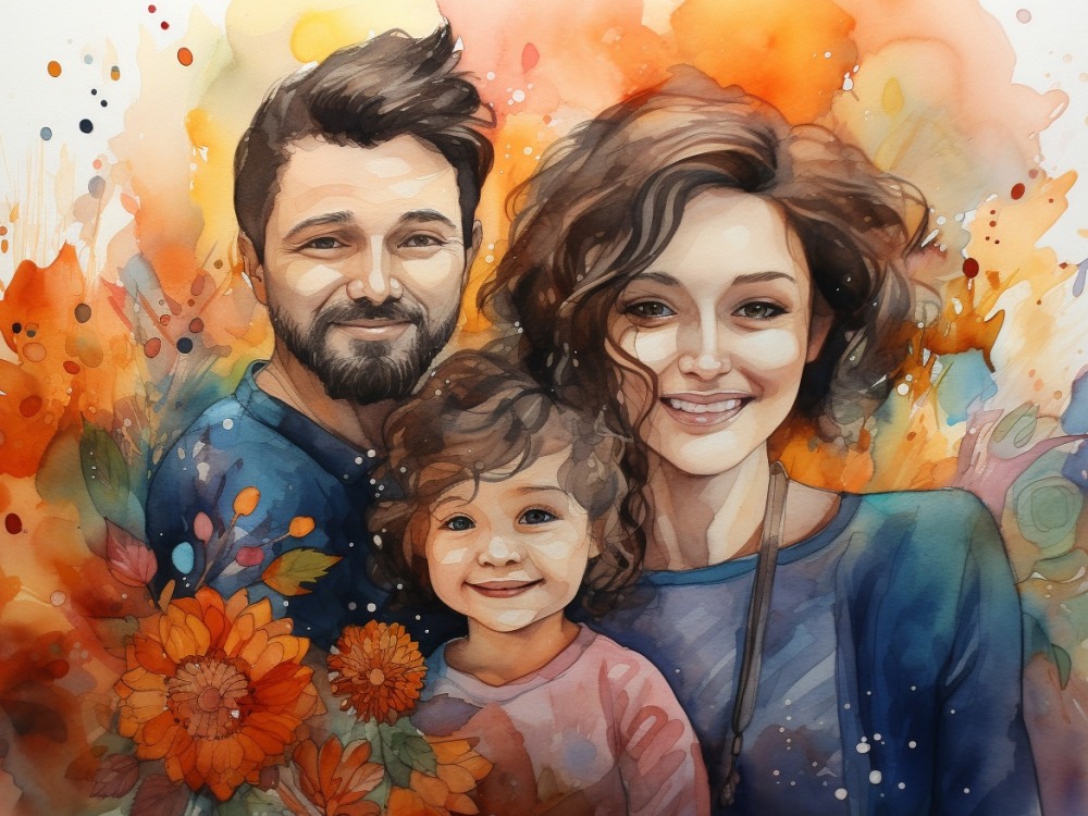 Professional watercolor family portrait | Upwork
