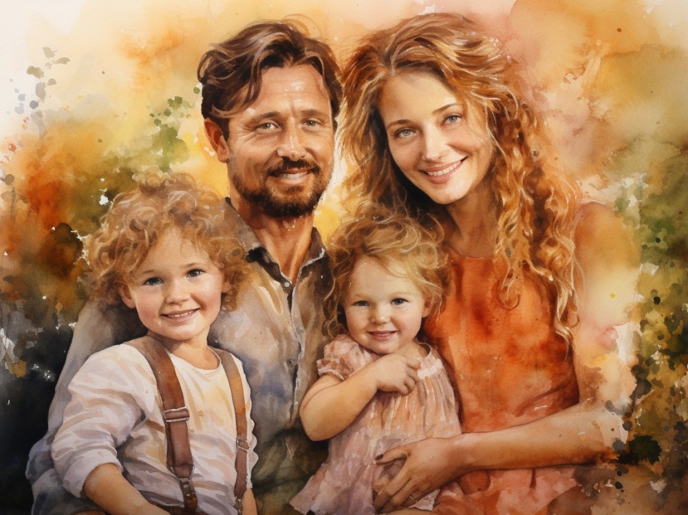 Professional watercolor family portrait | Upwork