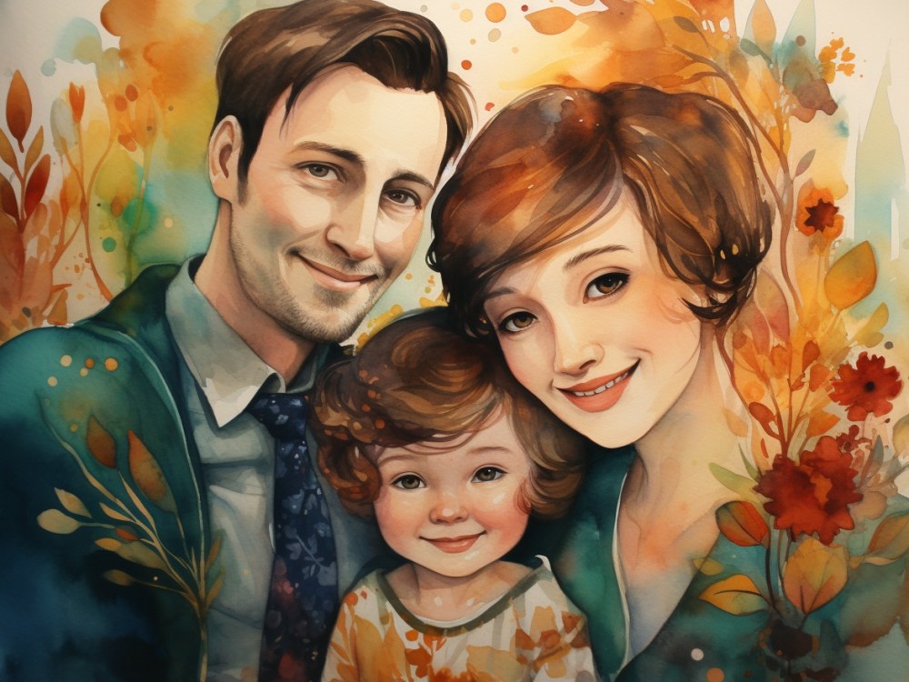 Professional watercolor family portrait | Upwork