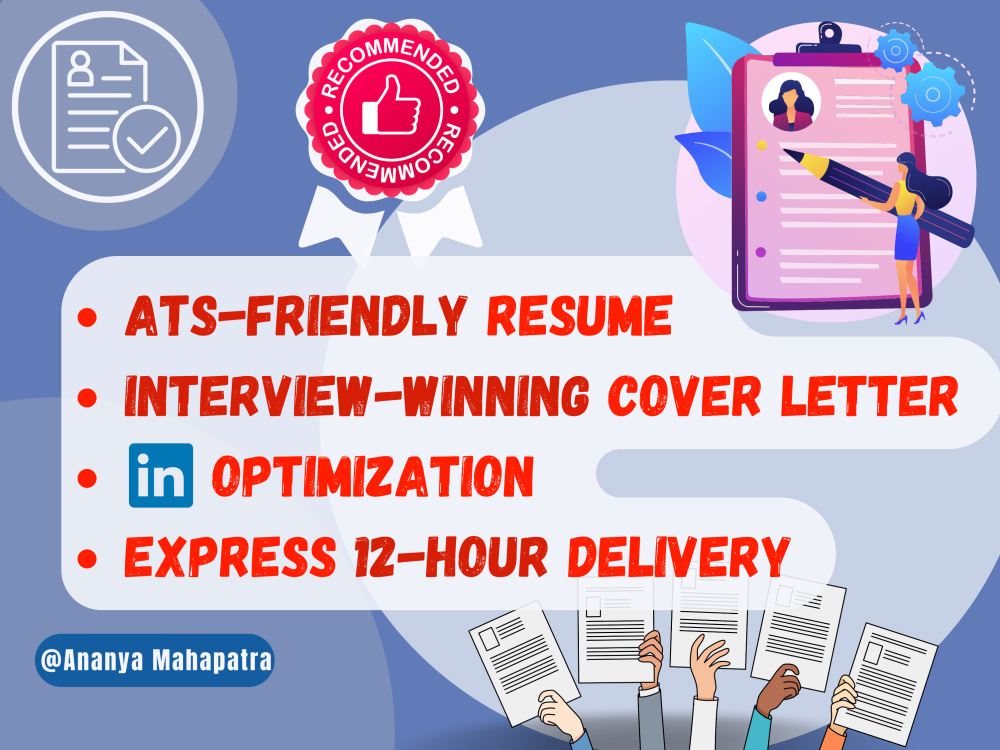 A (ATS standard) Resume/CV, Cover Letter, and LinkedIn Profile (12-hour ...