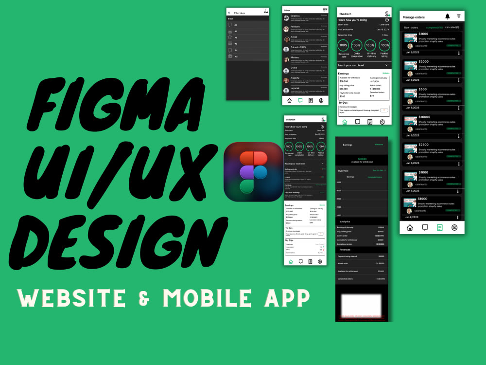 Unique ui ux figma mobile app design, figma website design phototyping ...