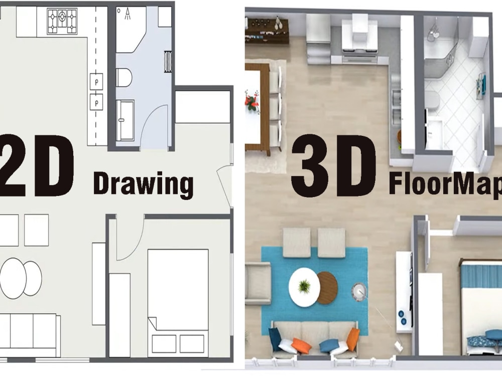 3D Floor plan rendering with furniture arrangement | Upwork