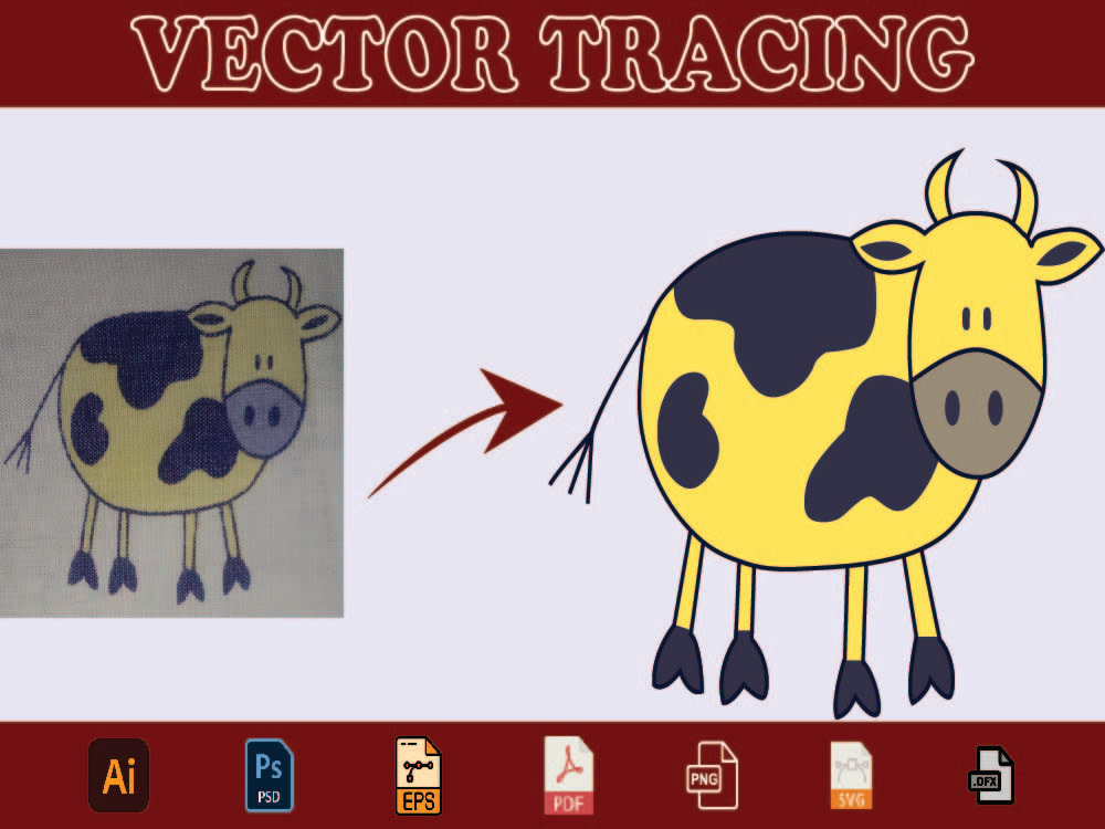 An image into a vector and raster into a vector or sketch to a vector ...