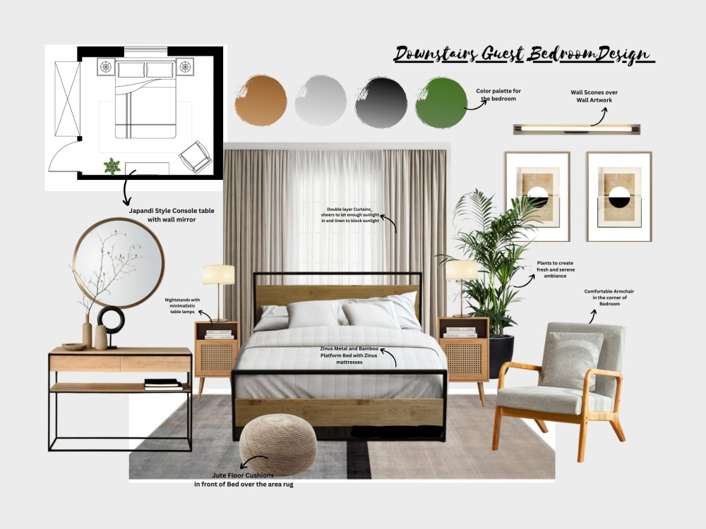 A Conceptual Mood Board, Layout Plans, 3d Rendering and Shopping Lists ...