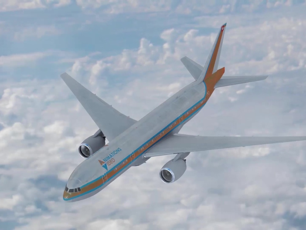 Realistic sky-moving 3D airplane modeling, airplane and aerospace video ...