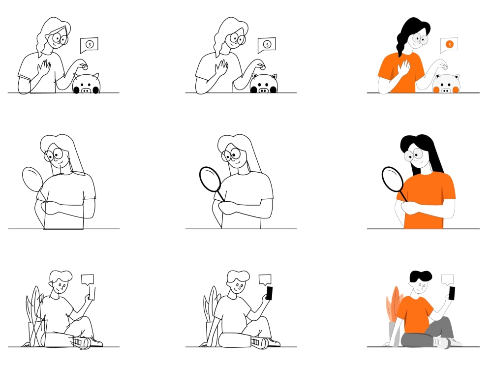 Onboarding screens and splash screens or flat illustrations for mobile ... Onboarding screens and splash screens or flat illustrations for mobile ...