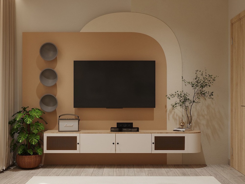 "Elegance Redefined: Crafting a Chic Living Room and TV Unit Design ...