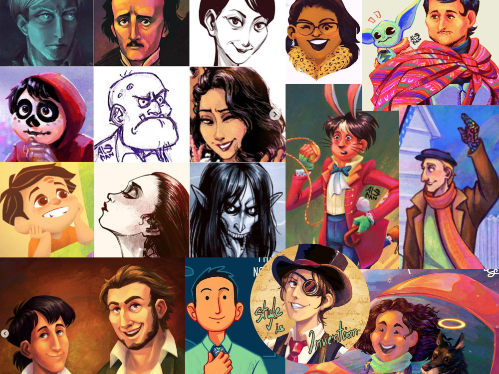 Colorful Illustrations of characters with a simple or elaborated ...