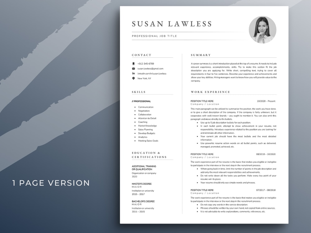 Make, custom, modern, unique resume format template design with word ...