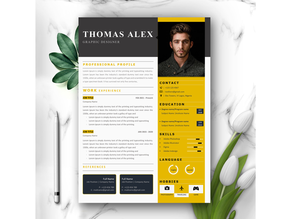 Make, custom, modern, unique resume format template design with word ...