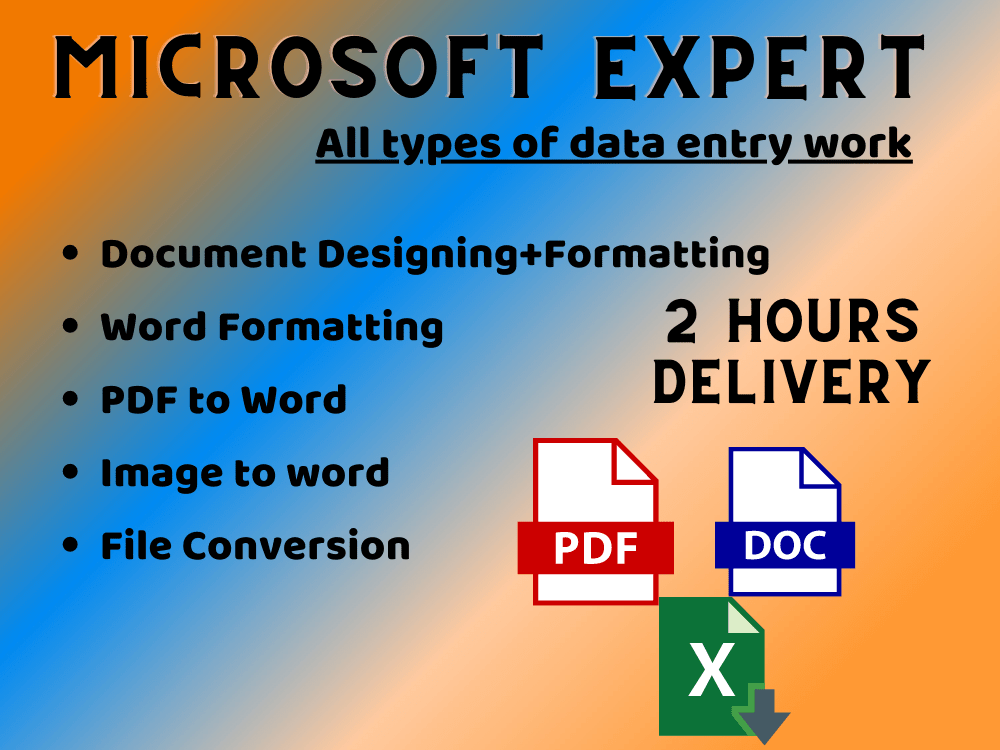 MS Word, Excel document, conversion, format,edit- redesign, in just 2 hours | Upwork