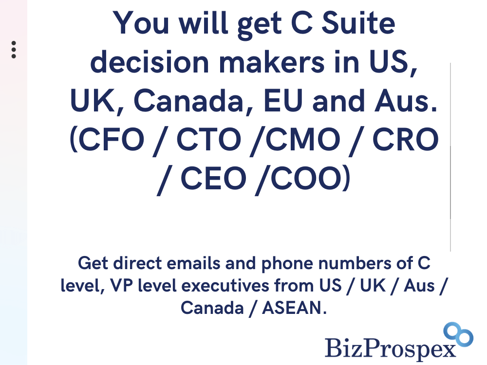 C Suite decision makers data in US, EU UK (CFO / CTO /CMO / CRO / CEO /COO) | Upwork