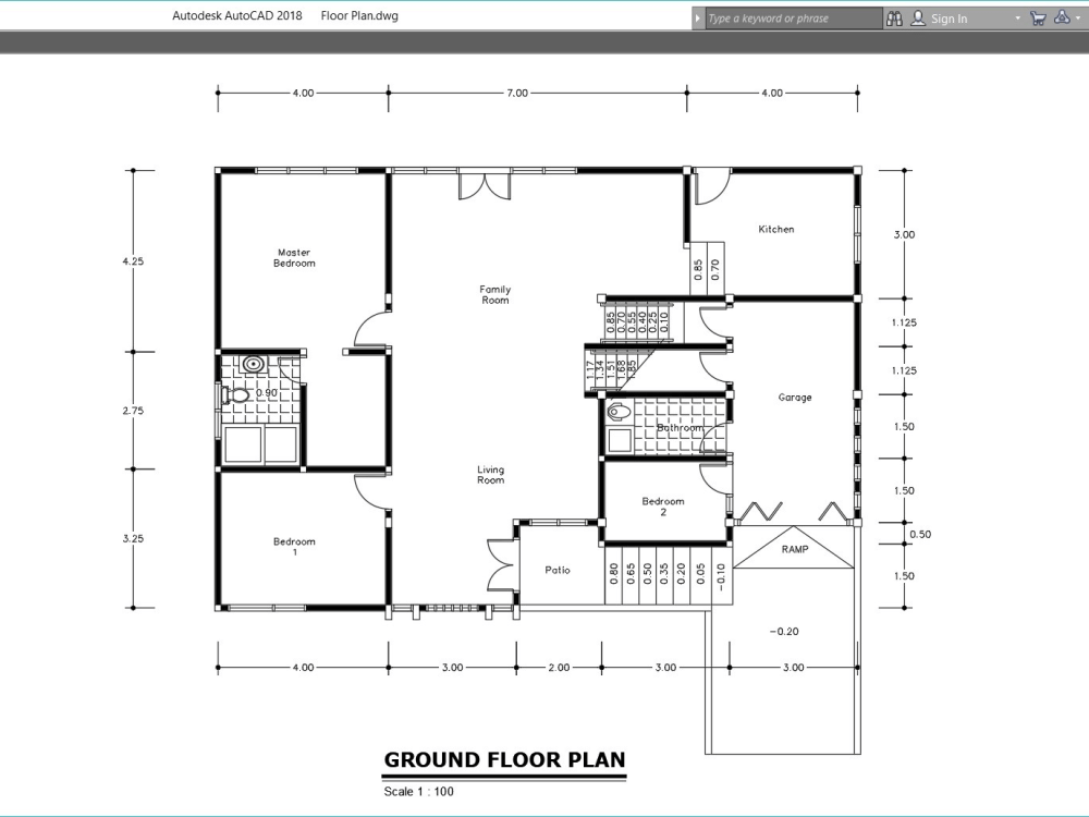 A 2d architectural floor plan in AutoCAD drawing | Upwork