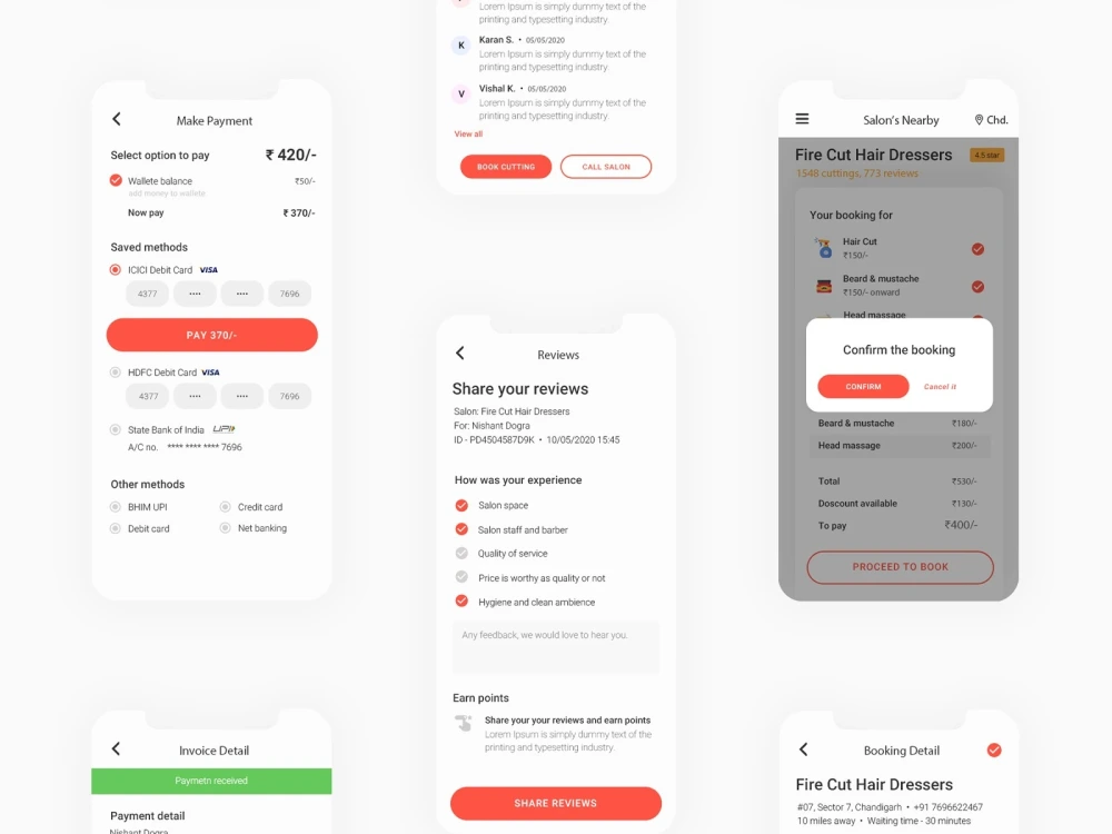 A mobile application design UI Kit that is best of salon / hair dresser ...