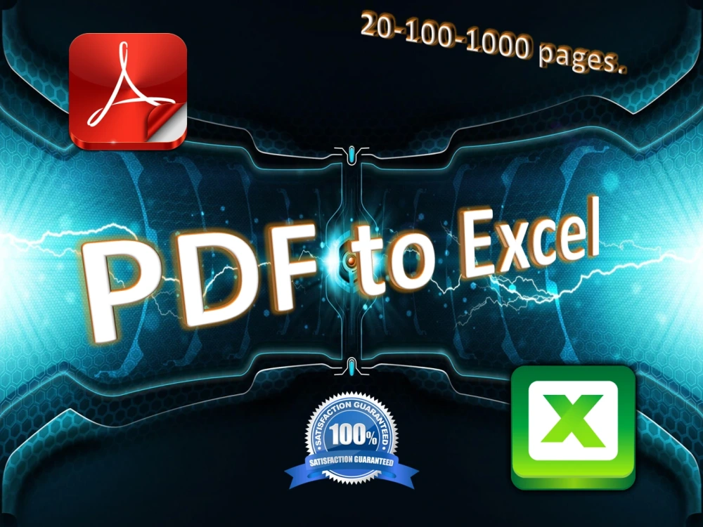 A PDF to Microsoft Excel Conversion. (20 - 100 - 1000 pages) | Upwork