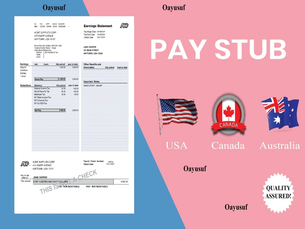 Pay stubs for employee and contractor with accurate calculations | Upwork