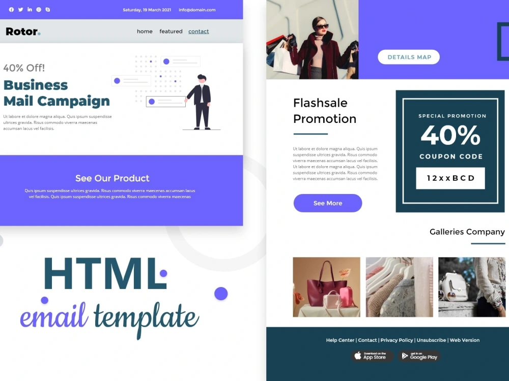 Coded responsive HTML email template for Mailchimp or Klaviyo | Upwork