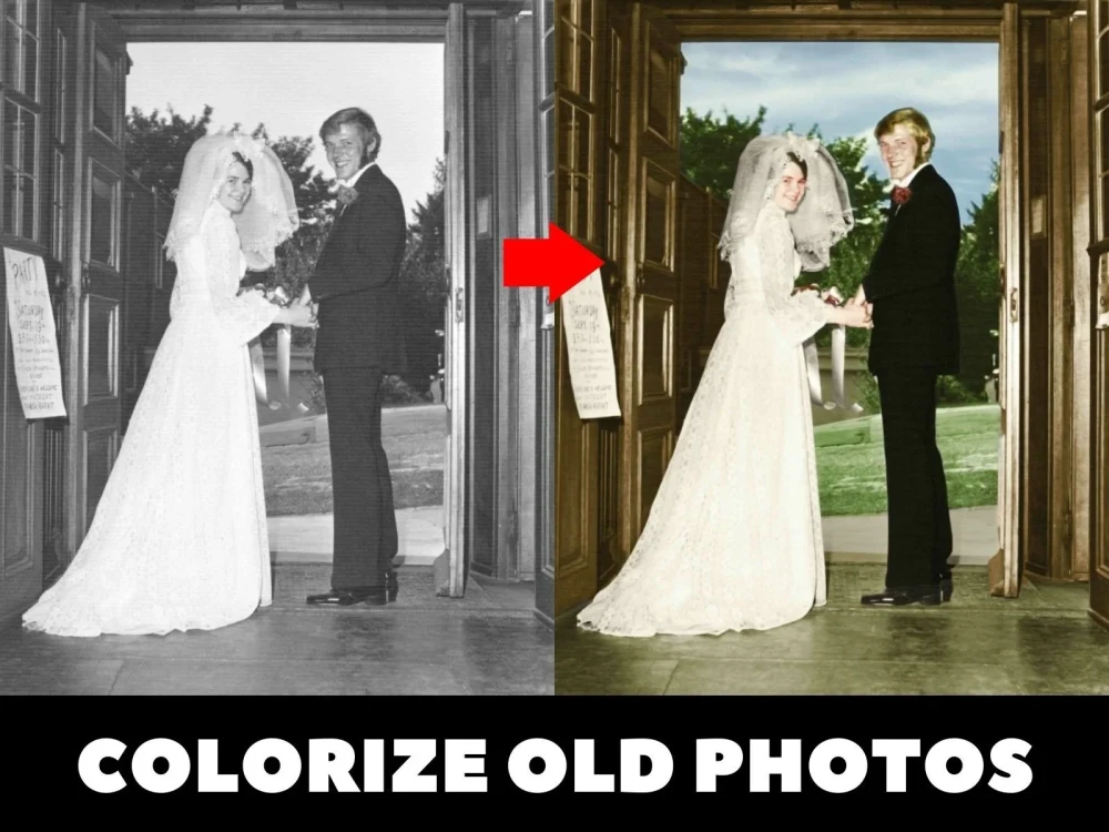 To colorize, restore, add color and retouch old black and white photo ...