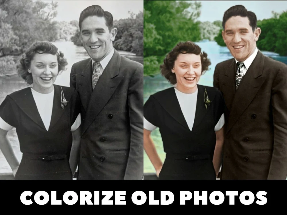 To colorize, restore, add color and retouch old black and white photo ...