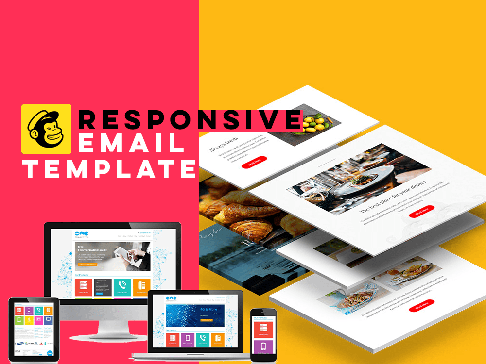 Html email template, MailChimp email template to convert psd, pdf, png ...