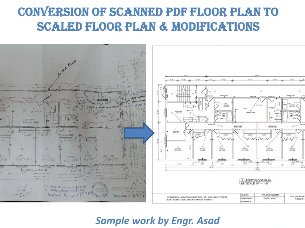 Pdf/image or scanned sketch into Autocad drawing. | Upwork