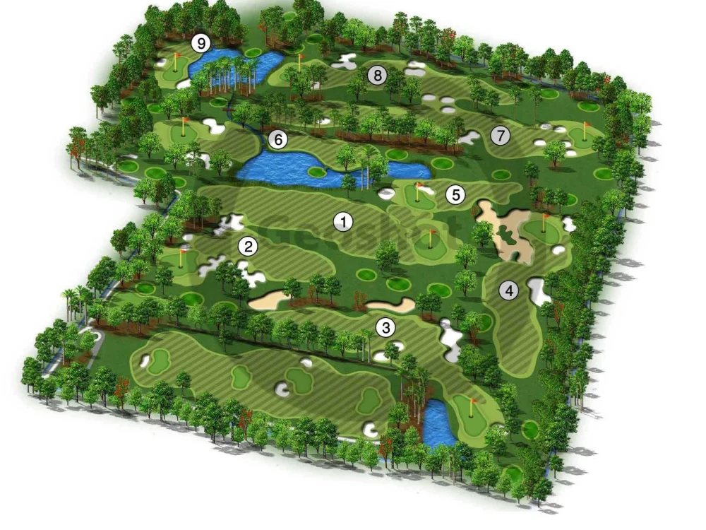 Golf Course Design, Rendering, Photorealistic Visualization Landscape ...