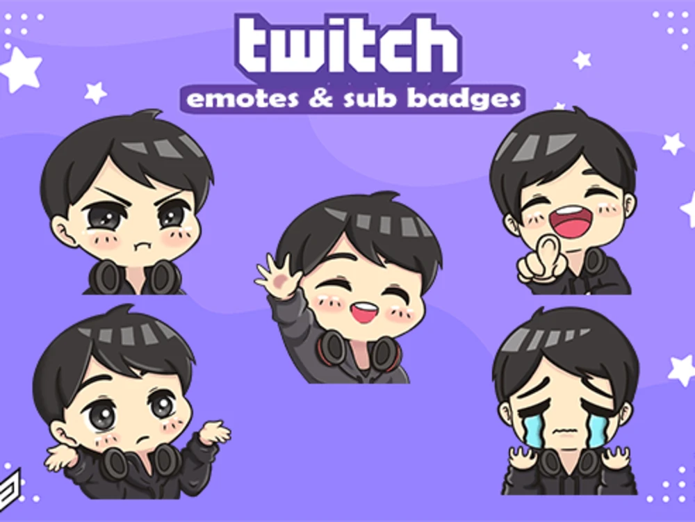 Cute cartoon chibi character emotes for vtuber, discord or twitch ...